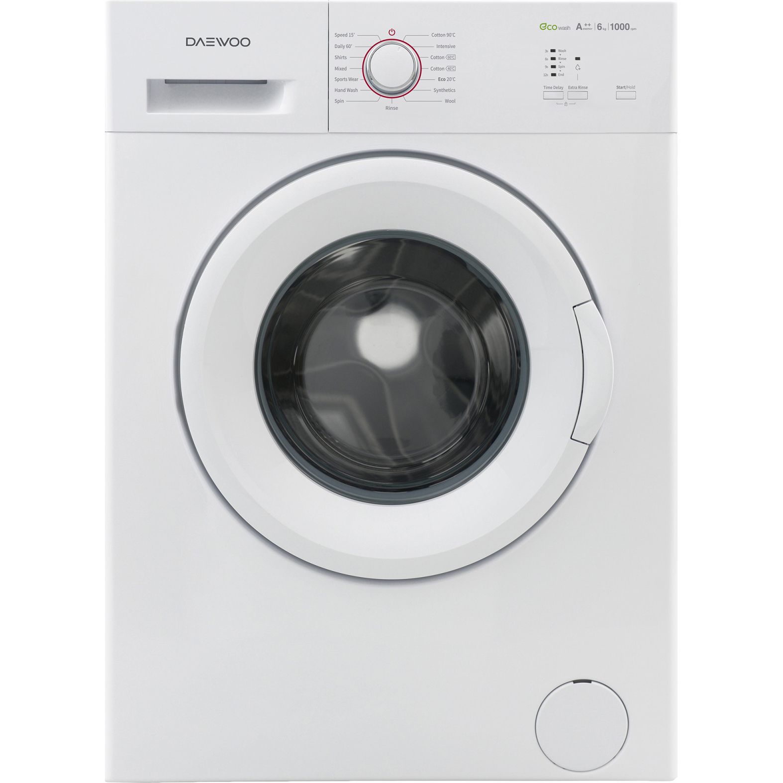MASINA DE SPALAT RUFE DAEWOO DWD-MV1011, 6 KG, 1000 RPM, CLASA A++, 60 CM, ALB | PRODUSE RESIGILATE